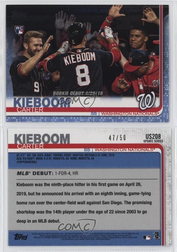 2019 Topps Update Debut Father's Day Blue 47/50 Carter Kieboom Rookie ...