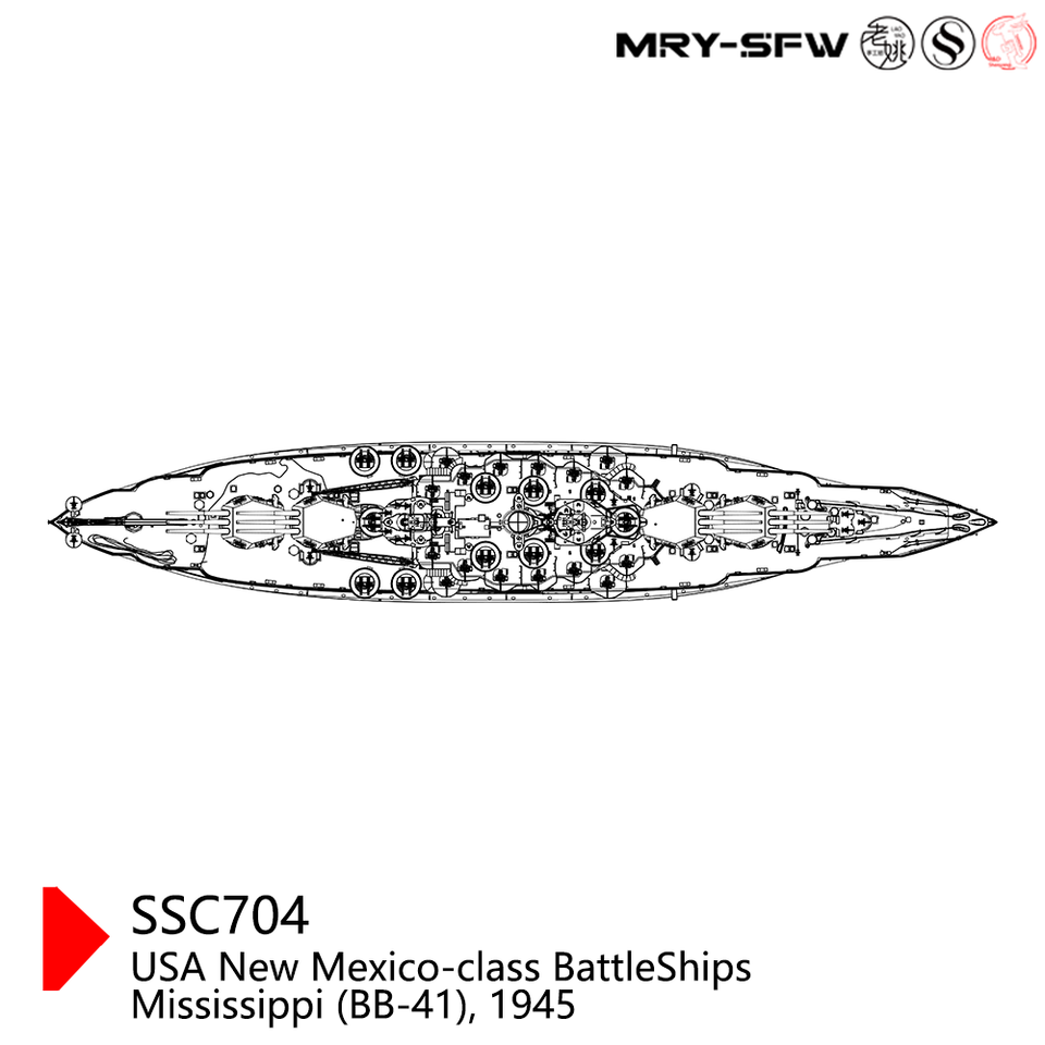 1/350 Model USS New Mexico Class Mississippi (BB-41) 1945 Battleship ...