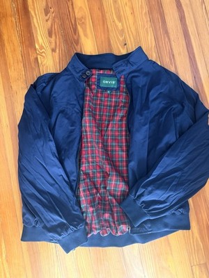 Vintage Orvis Bomber Jacket Mens L Navy Full Zip Tartan Plaid Lined ...