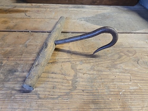 Hay Bail Ice Hook Metal With Wood Handle Vintage Rare Antique | eBay
