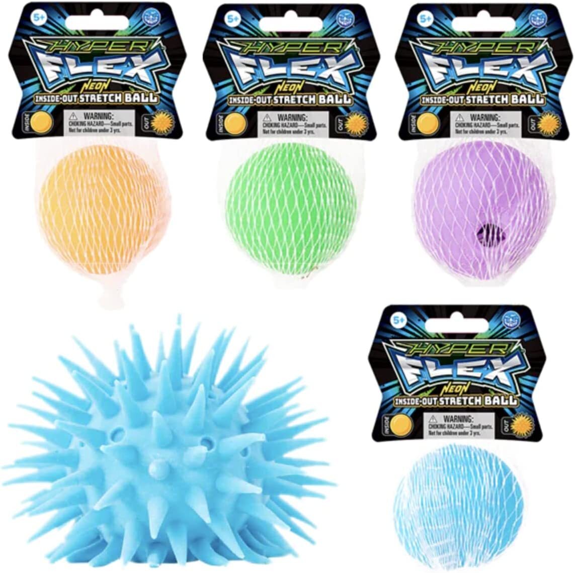 Play Visions NEON INSIDE-OUT BALL Sensory Stretch Soft ASD Spiky Touch ...