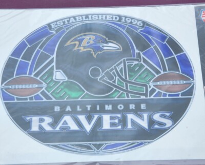 BALTIMORE RAVENS EST. 1996 ULTRA DECAL STAINED GLASS 11"X17" NEW FREE ...