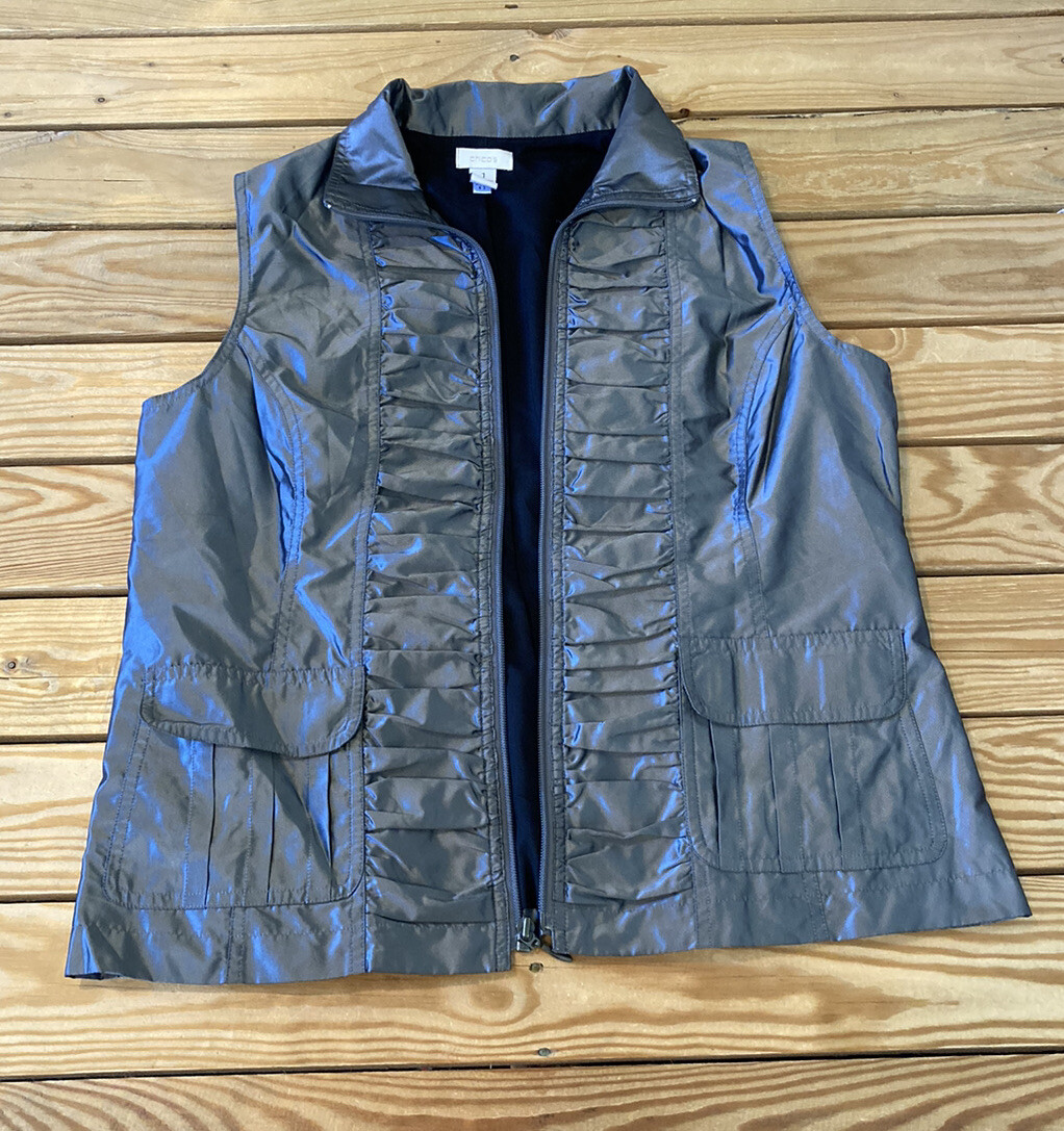 Chico’s Women’s Full Zip Vest Size 1 Silver E1 | eBay