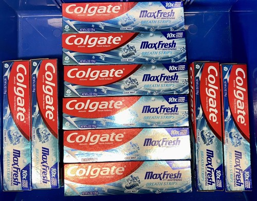 Lot (10)Colgate Max Fresh Toothpaste Whitening Breath Strips Mint 6.3oz ...