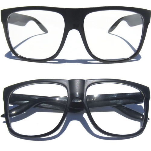 Bold Retro Style Matte top Black Frame Aviator Clear Lens Eye Glasses ...