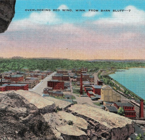 Red Wing Minnesota - View from Bluff - Mississippi River - Postcard ...