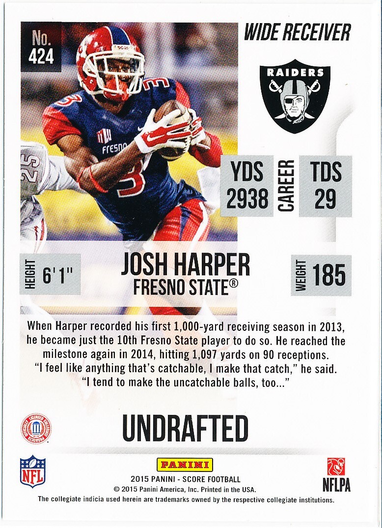 2015 Score - Rookie #424 Josh Harper (RC) for sale online | eBay