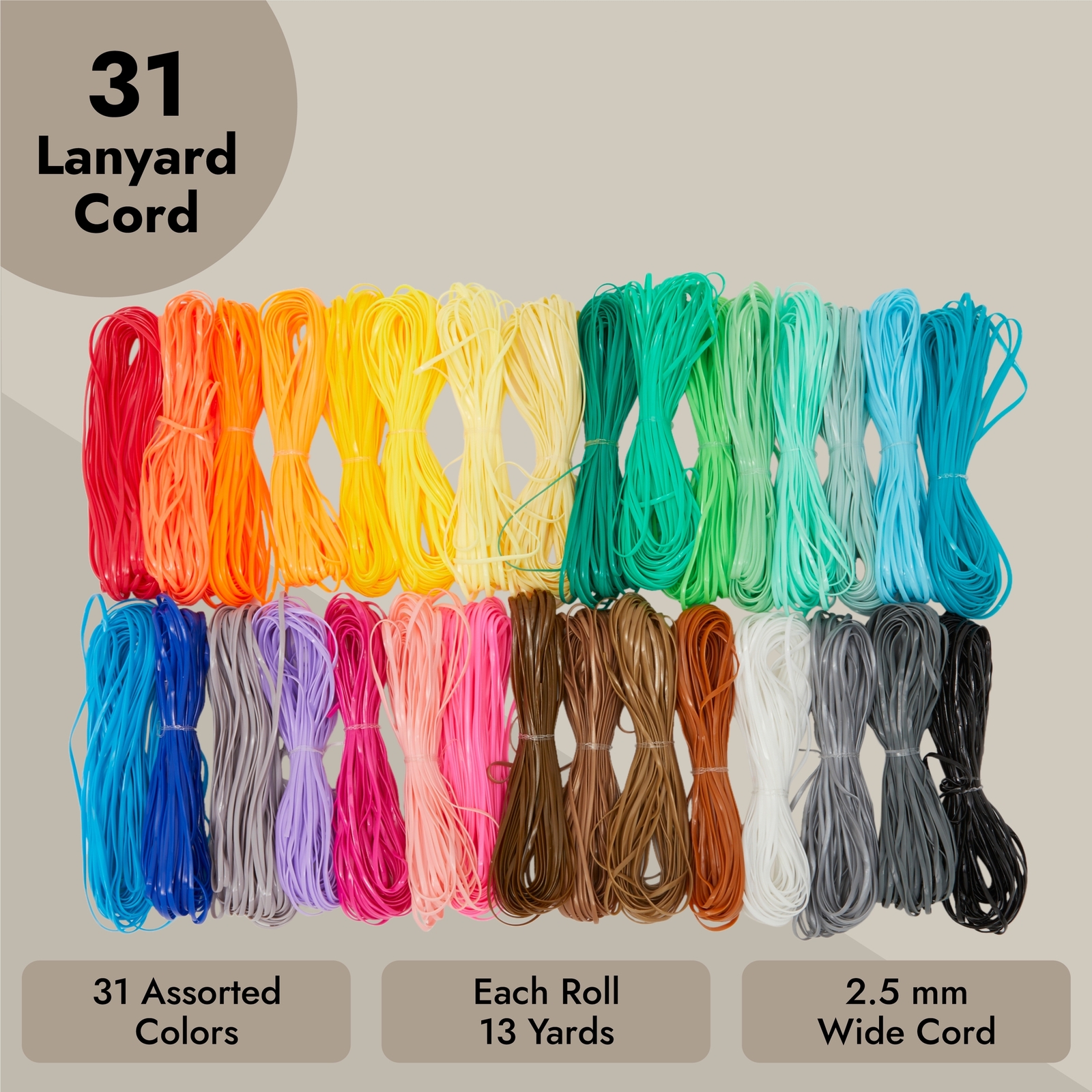 31 Colors Lanyard Gimp String Boondoggle Kit for 15 Keychains, 40 Ft ...