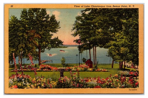 Vintage 1930s, Lake Chautauqua, Bemus Point, New York NY Postcard ...