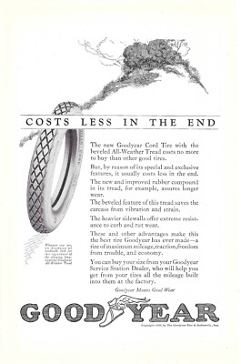 1923 Goodyear Tire & Rubber Company Vintage Print Ad Automobile ...