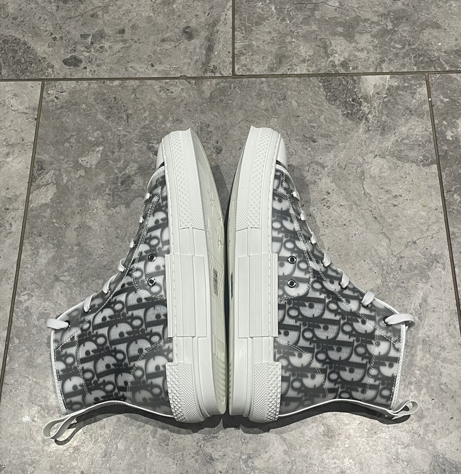 DIOR Men’s B23 Logo Oblique Canvas High Top Sneakers White 42 / 9 US ...