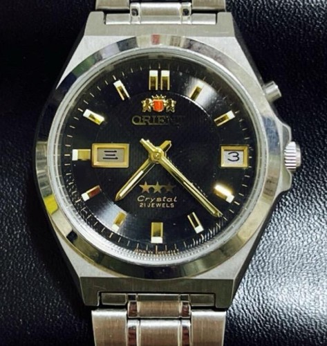 ORIENT Crystal Automatic Watch Vintage 21 Jewels Day-Date Stainless | eBay