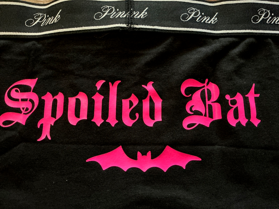 Victoria's Secret Pink SPOILED BAT Boyshort Panty Black Neon Pink Logo ...