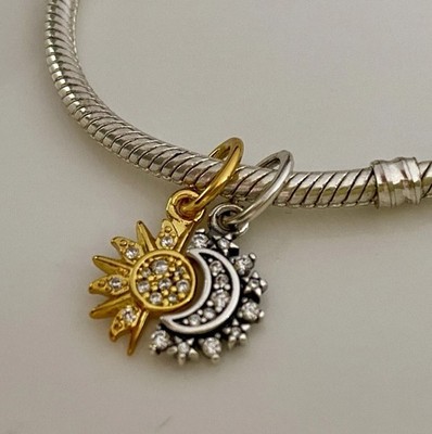 Pandora Sun & Moon Charm – Sterling Silver & 14K Gold Plated | eBay