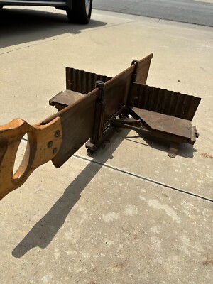 Vintage Metal Miter Saw Box 20" x 4 1/2" with Miter Saw | eBay