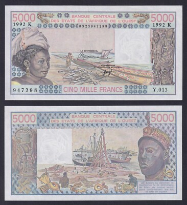 Banknote West Africa Senegal 5000 FRANCS 1992 P.-708Kq SPL++/XF++ | eBay