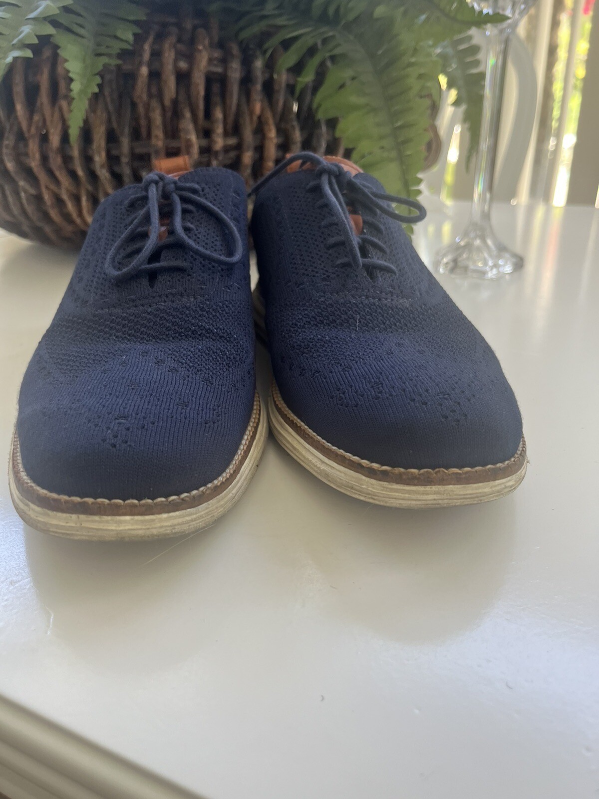 Cole Haan Original Grand Stitchlight Knit Wingtip Oxfords Blue Mens 9 ...
