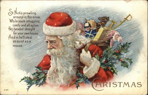 Christmas Santa Claus Snow Storm Toys Embossed c1900s-20s Postcard | eBay