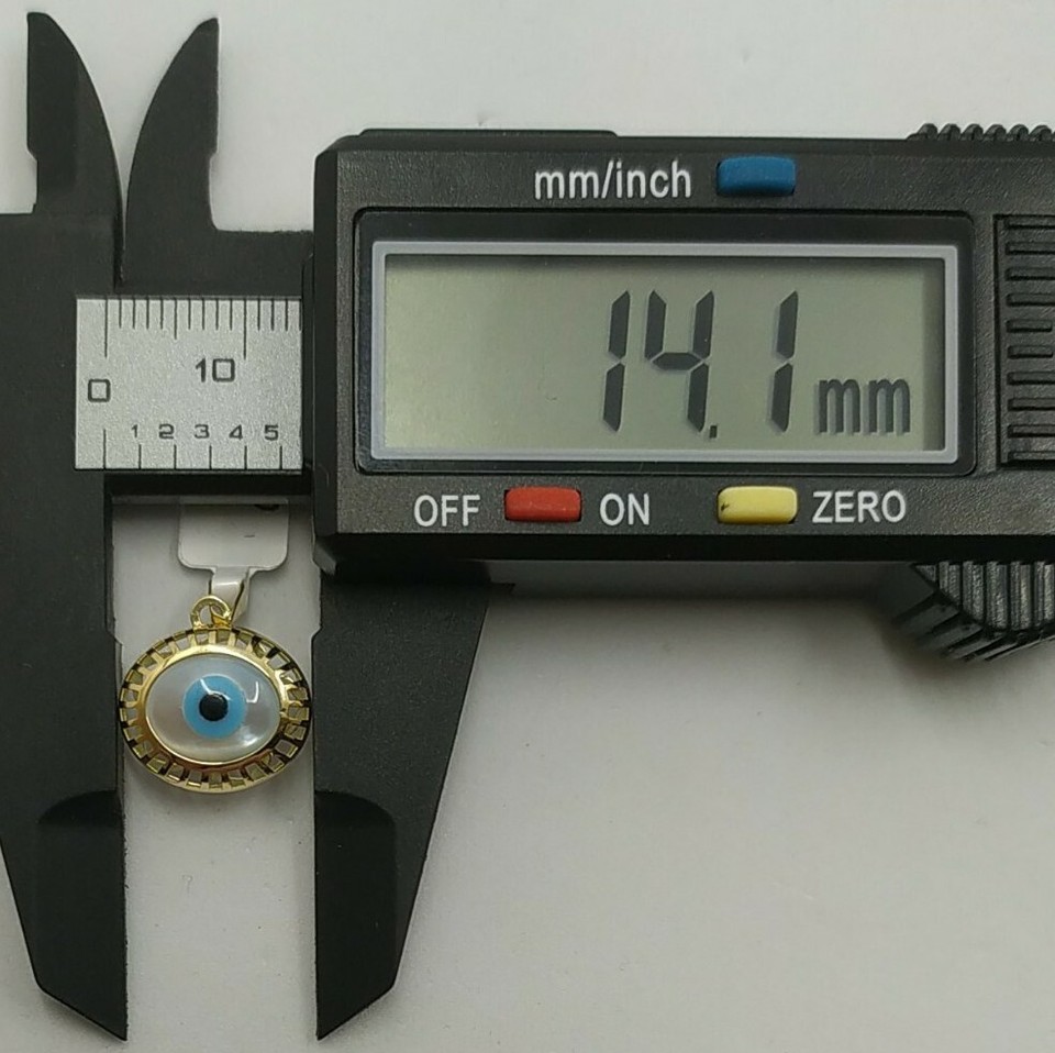 18K Gold Pendant. Oval Turkish Eye 14 Mm | eBay UK