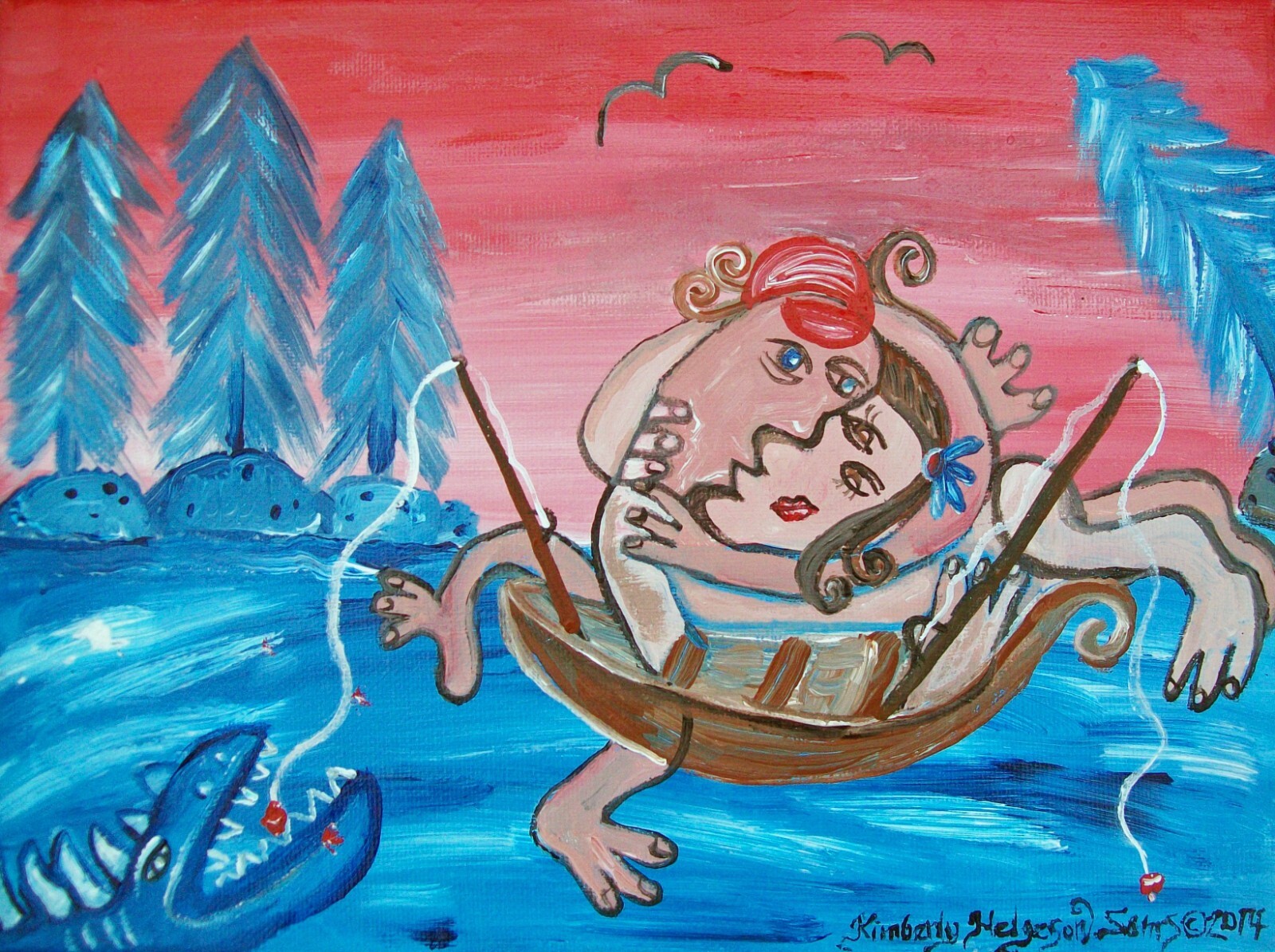 Lovers on the Lake 11x14 Art Print wall art Cubism Abstract Artist ...