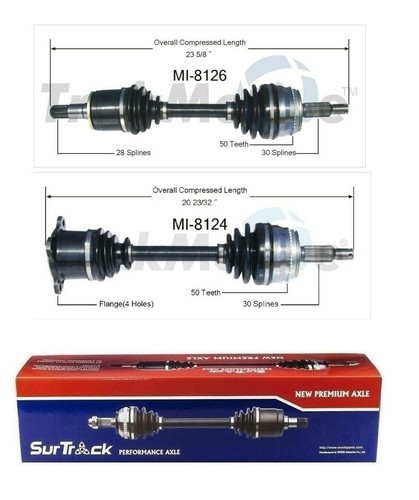 Pair of Front CV Axle Shafts SurTrack Set Fits For Mitsubishi Montero ...