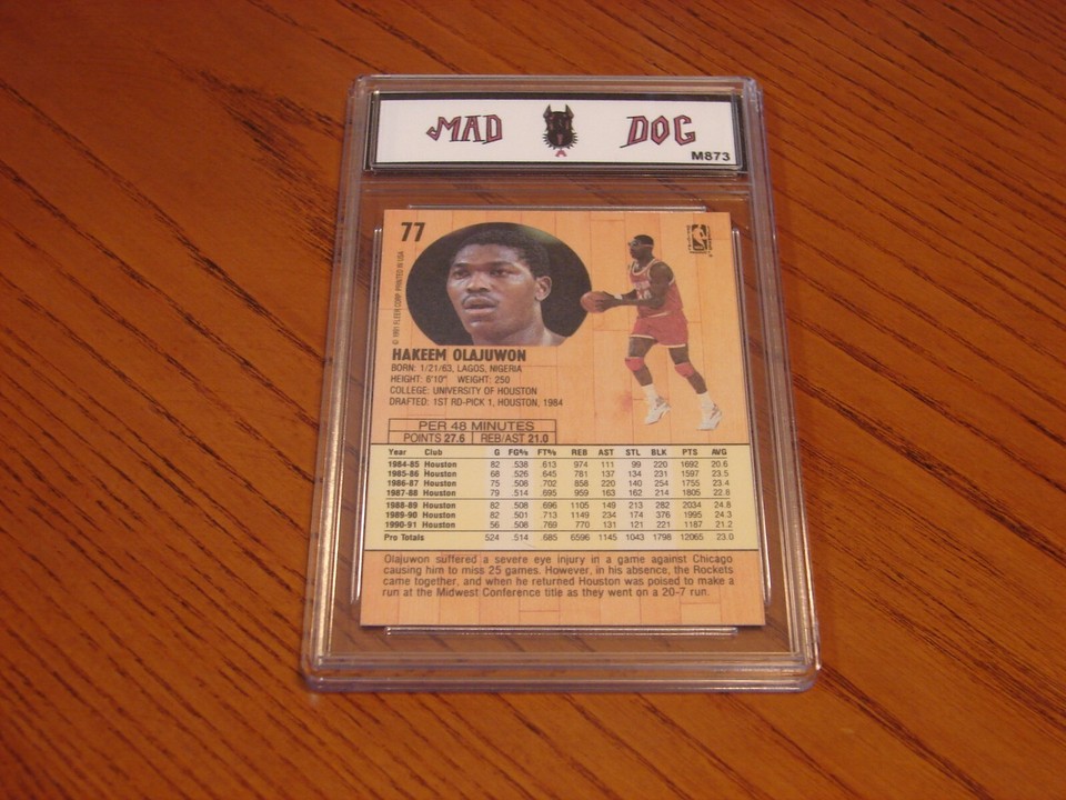 HAKEEM OLAJUWON****1991 Fleer---MIINT 9*****ROCKETS******Mad Dog GRADED ...