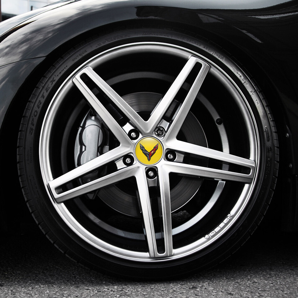 4x Center Wheel Cap Decals Silicone Corvette Emblem Rims Logo Stickers ...