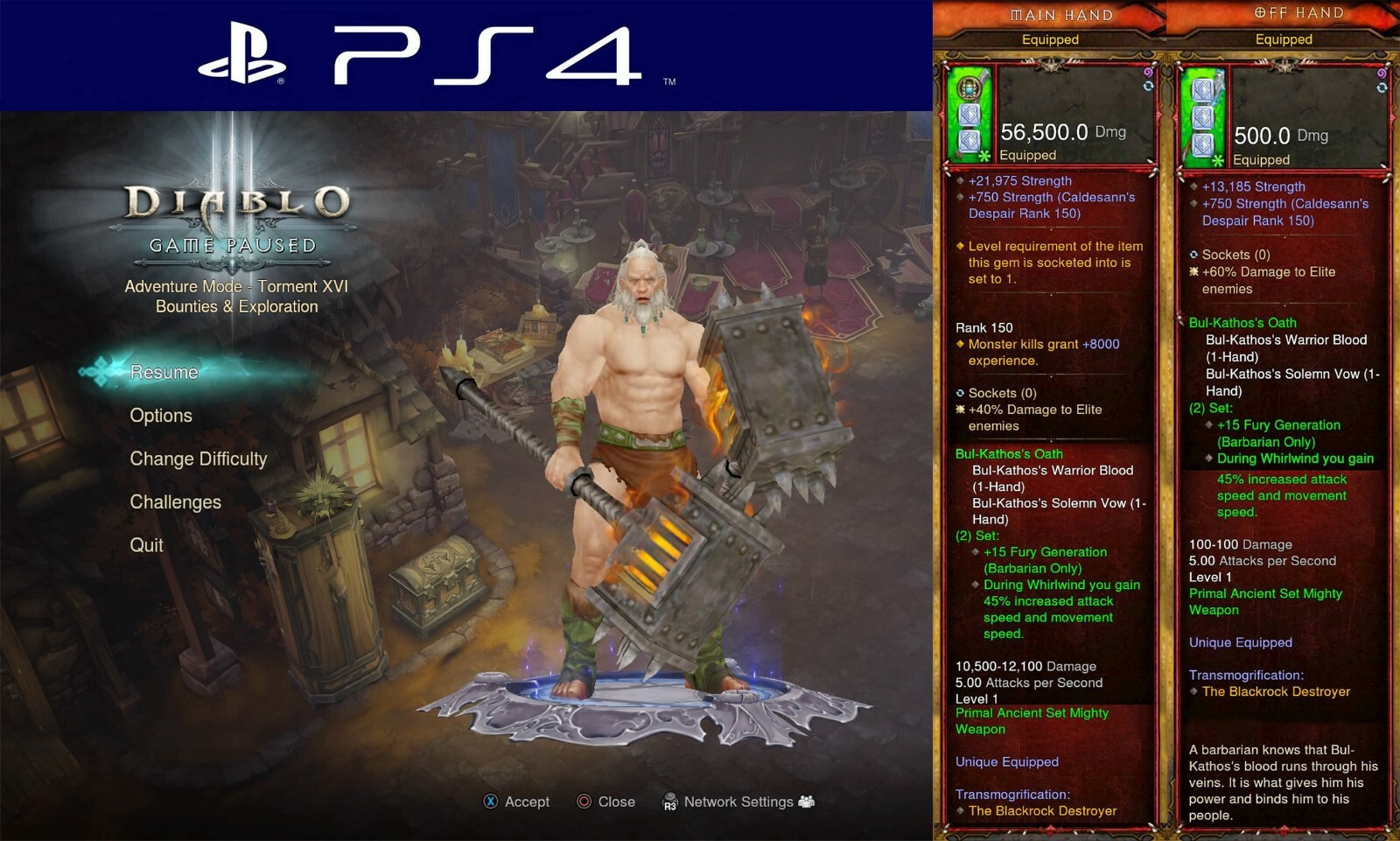 Diablo 3 PS4/PS5 Softcore Modded Primal Set Mighty Weapons | Bul-Kathos ...