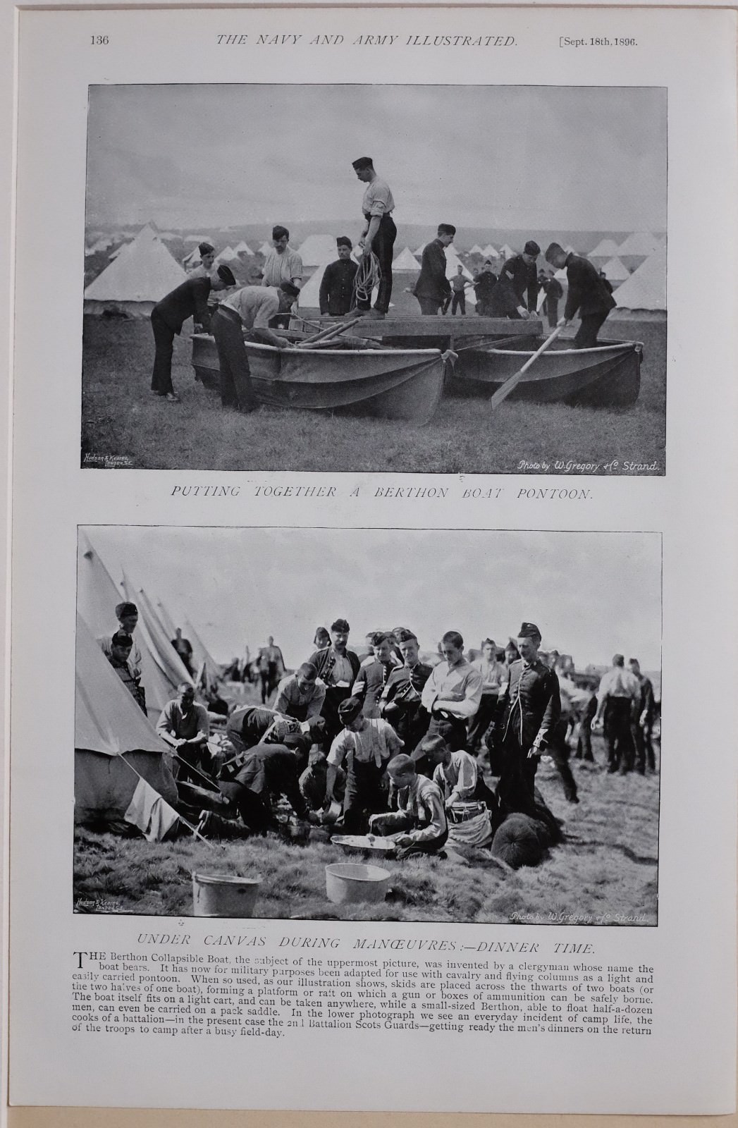 1896 BOER WAR ERA BERTHON BOAT PONTON ~ 2nd BATTALION SCOTS GUARD CAMP ...