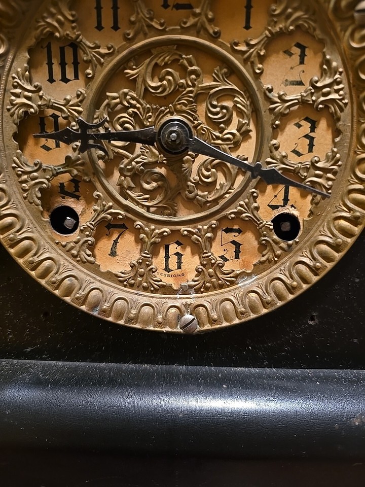 Antique Black Sessions Victorian Style Mantle Clock With Pillars RUNS ...