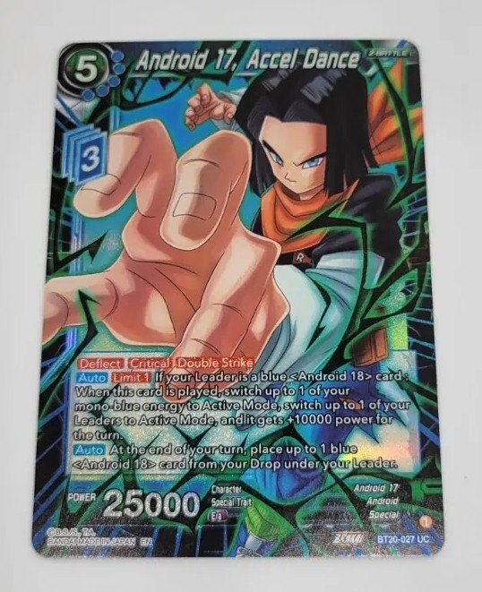 Android 17, Accel Dance BT20-027 UC Foil NEW Power Absorbed Uncommon ...