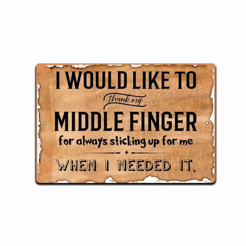 TIN SIGN new 8x12 Funny middle finger apologize patient man cave office ...