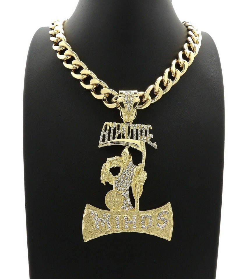 ICED HIP HOP HYPNOTIZE MINDS PENDANT & 11mm 20" CUBAN CHOKER CHAIN ...