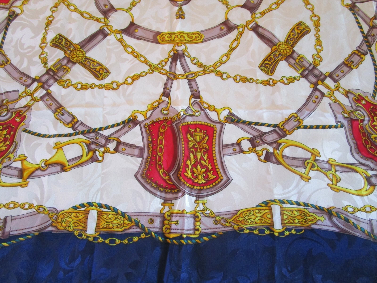 Silk Scarf Equestrian Bit Bridle Golden Horse Shoe Hunting Silk 35 ...