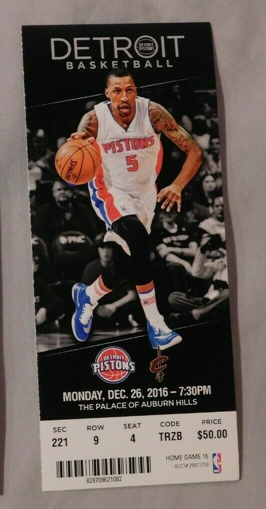 Detroit Pistons Vs Cleveland Cavaliers 12/26/16 NBA unused Ticket ...