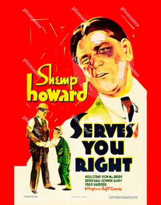 THE 3 STOOGES - SHEMP HOWARD 1935 SERVES YOU RIGHT 11 X14 LOBBY POSTER ...