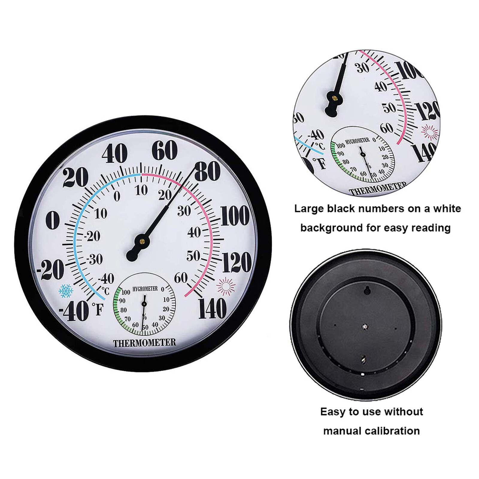 Round Large Wall Hygrometer Outdoor Home Humidity Accuracy | eBay