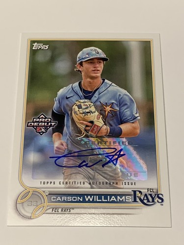 2022 Topps Pro Debut Carson Williams Autograph Auto #54 Rays | eBay