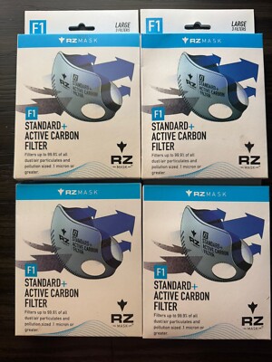 RZ Mask F1 Replacement Carbon Filters 4 Boxes, 3 Filters Each, Size ...