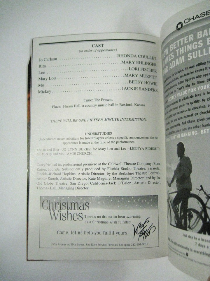 Cowgirls Playbill November 1996 Minetta Lane Theatre Rhonda Coullet ...