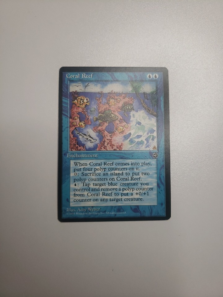 Coral Reef MTG Vintage 1995 Blue Enchantment Card Magic the Gathering ...