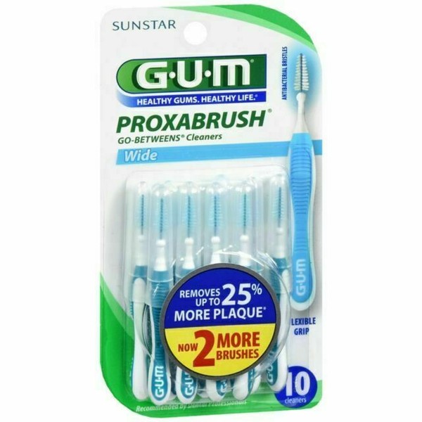 GUM 3614FC Proxabrush Go-betweens Interdental Brushes - Wide, Pack of ...