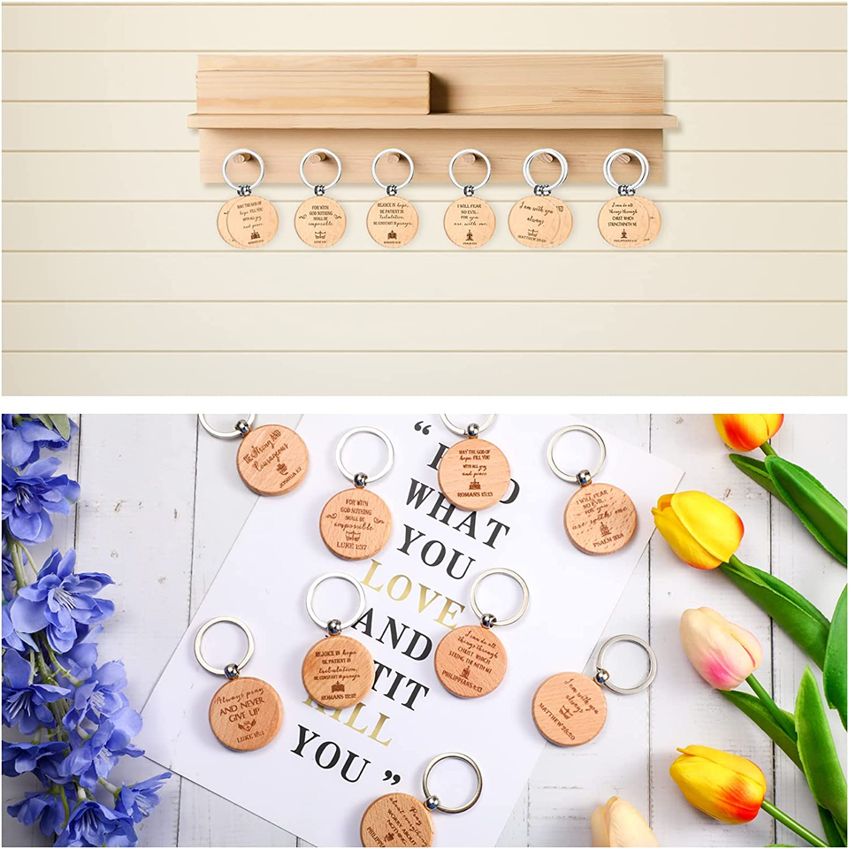 50 Pack Bible Inspirational Keychains Bulk round Engraving Christian ...