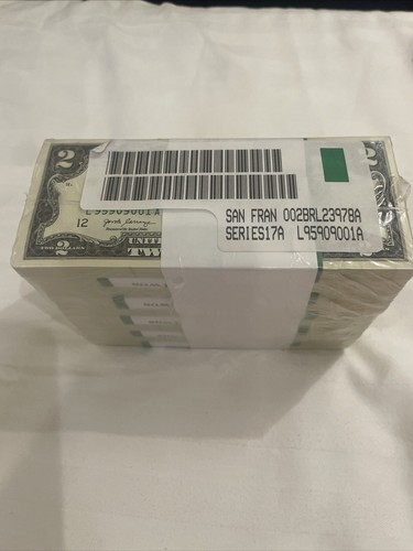 1000 TWO DOLLAR BILLS-$2-SEALED BEP BRICK UNCIRCULATED SEQUENTIAL. RARE ...
