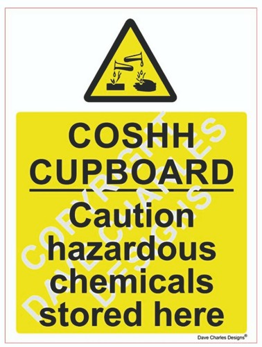 COSHH Cupboard Safety Sign - Self Adhesive Vinyl Sticker 200x150mm ...