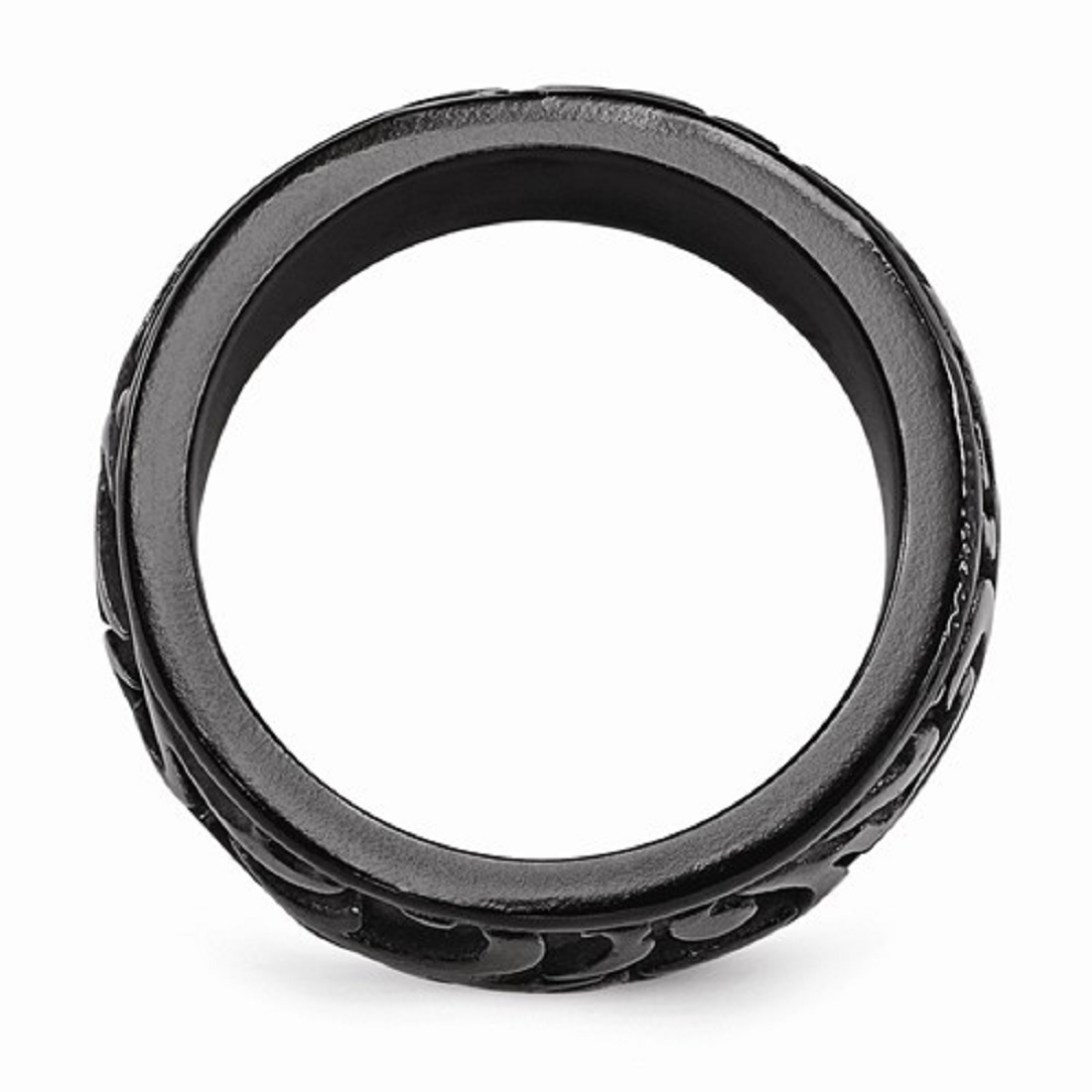Edward Mirell® 11mm Black Titanium Ring Domed Ridged Sizes 8-13 1/2 ...