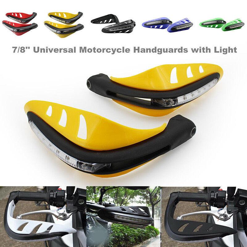 Yellow Motorcycle Handguard Dirt Bike Hand Guards LED Light ATV Enduro ...