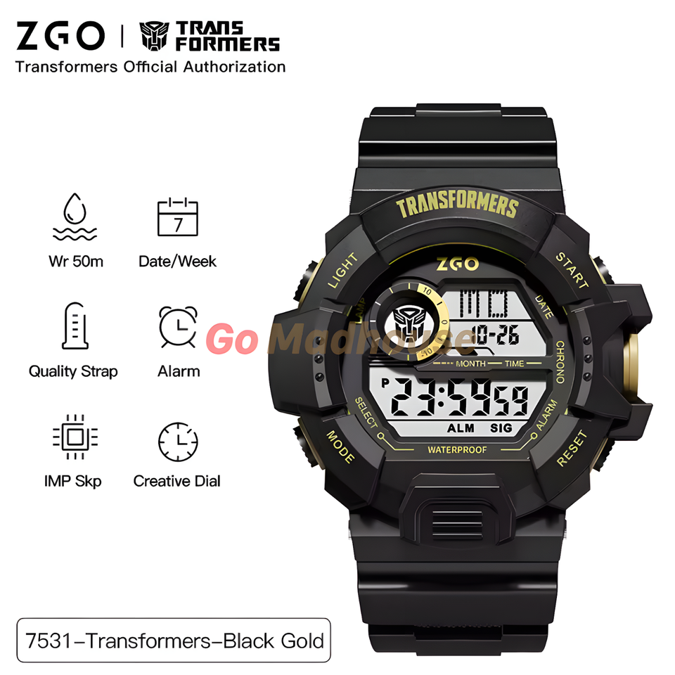 ZGO X Transformers Men’s Official Watch Digital Waterproof Alarm ...