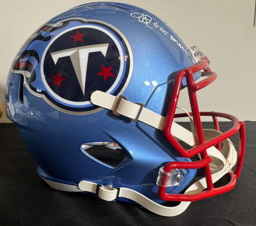 Tennessee Titans Blue Metallic Replica Helmet JSA, Lendale White, Chris ...