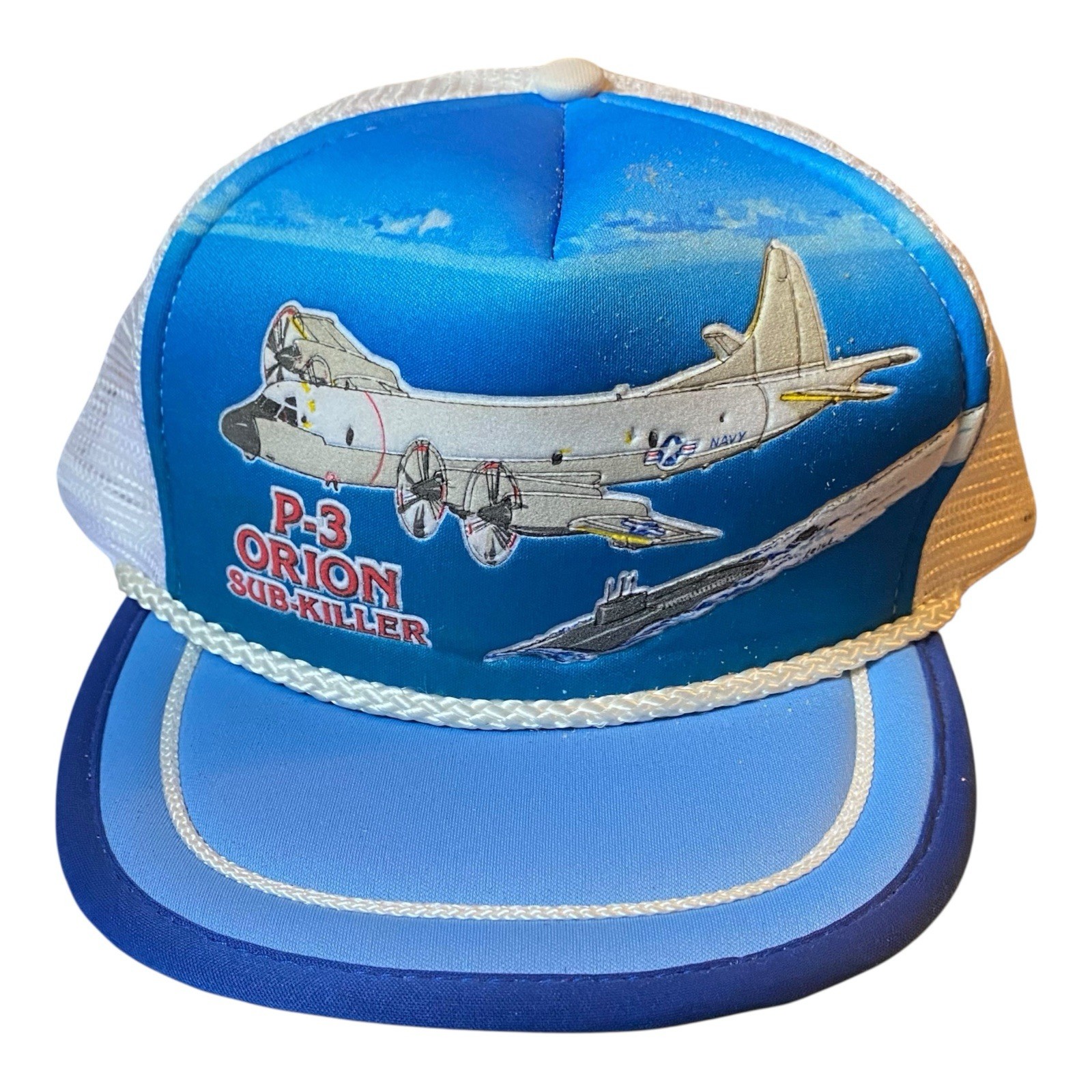 VTG P-3 Orion Sub Killer Plane Blue White Snapback Tr… - Gem